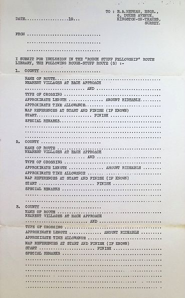 Route submission sheet